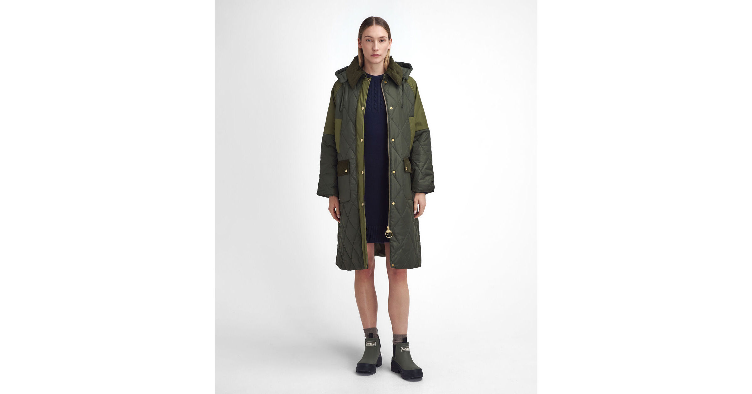 Barbour Cookston Longline Quilted Jacket: Olive / Ancient